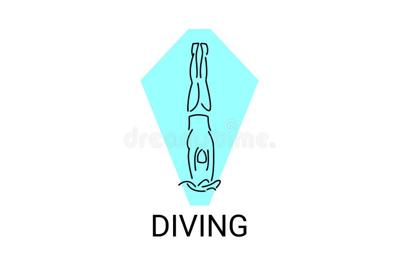 Diving (sport) Vector Line Icon. Swimmer with Diving Sport. Sign Stock ...