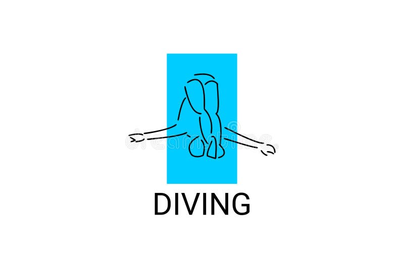 Diving (sport) Vector Line Icon. Swimmer with Diving Sport. Sign Stock ...