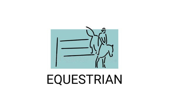 Equestrian Sport Vector Line Icon. Athlete Riding a Horse Sport ...
