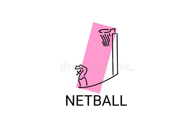Netball Sport Vector Line Icon. a Girl Playing Netball Stock Vector ...
