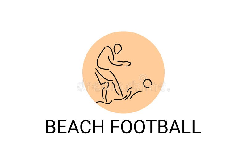 Beach Football Sport Vector Line Icon. Sportman, Playing Beach Football ...