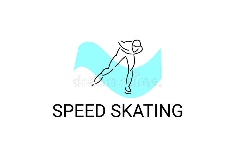 Speed Skating Vector Line Icon. Skate on Ice, Practice Speed Skating Stock Vector - Illustration ...