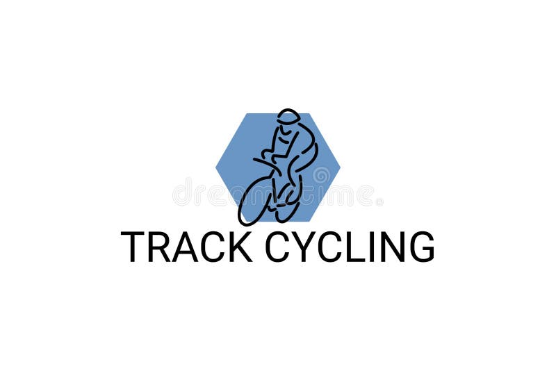 Track Cycling Sport Vector Line Icon. Sportman with Track Cycling S ...