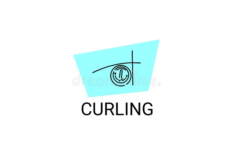 Curling Sport Vector Line Icon. Sportman with Curling Stones, Equipment ...