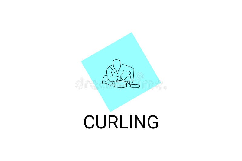 Curling Sport Vector Line Icon. Sportman with Curling Stones, Equipment ...