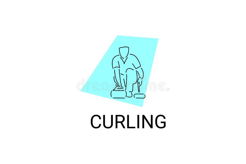 Curling Sport Vector Line Icon. Sportman with Curling Stones, Equipment ...