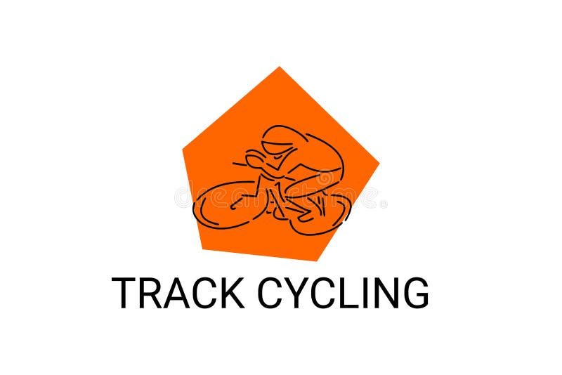 Track Cycling Sport Vector Line Icon. Sportman with Track Cycling S ...
