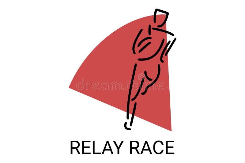 Relay Race Sport Vector Line Icon. Practice Relay Race Stock Vector ...