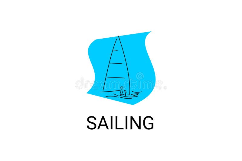 Sailing Sport Vector Line Icon. Athlete is Sailing on a Ship in the Sea ...