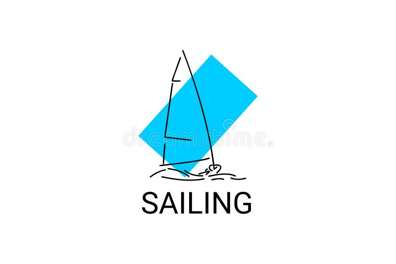 Sailing Sport Vector Line Icon. Athlete is Sailing on a Ship in the Sea ...