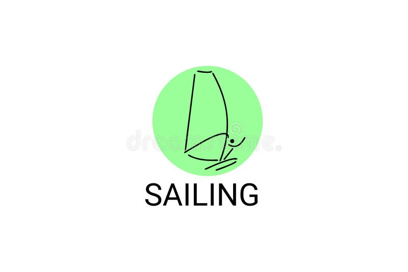 Sailing Sport Vector Line Icon. Athlete is Sailing on a Ship in the Sea ...