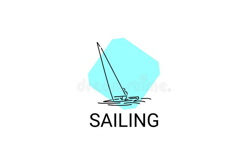 Sailing Sport Vector Line Icon. Athlete is Sailing on a Ship in the Sea ...