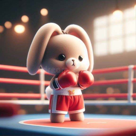 Bunny Boxer in Red Shorts in the Ring Stock Illustration - Illustration ...