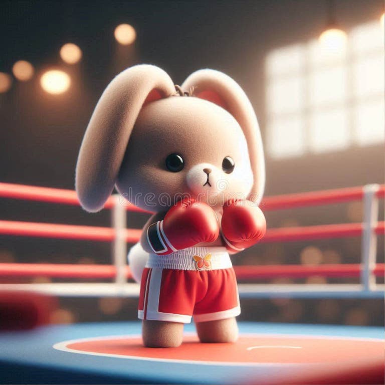 Bunny Boxer in Red Shorts in the Ring Stock Illustration - Illustration ...