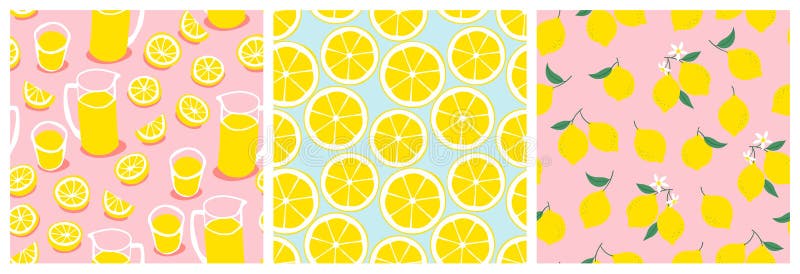Hand Drawn Lemonade Drink Seamless Pattern Stock Vector - Illustration ...