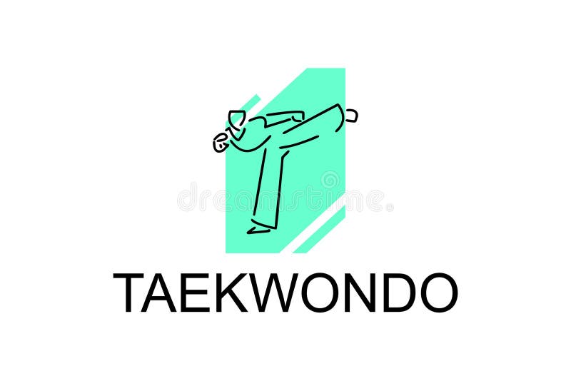 Taekwondo Sport Vector Line Icon. Sportsman, Fighting Stance Stock ...
