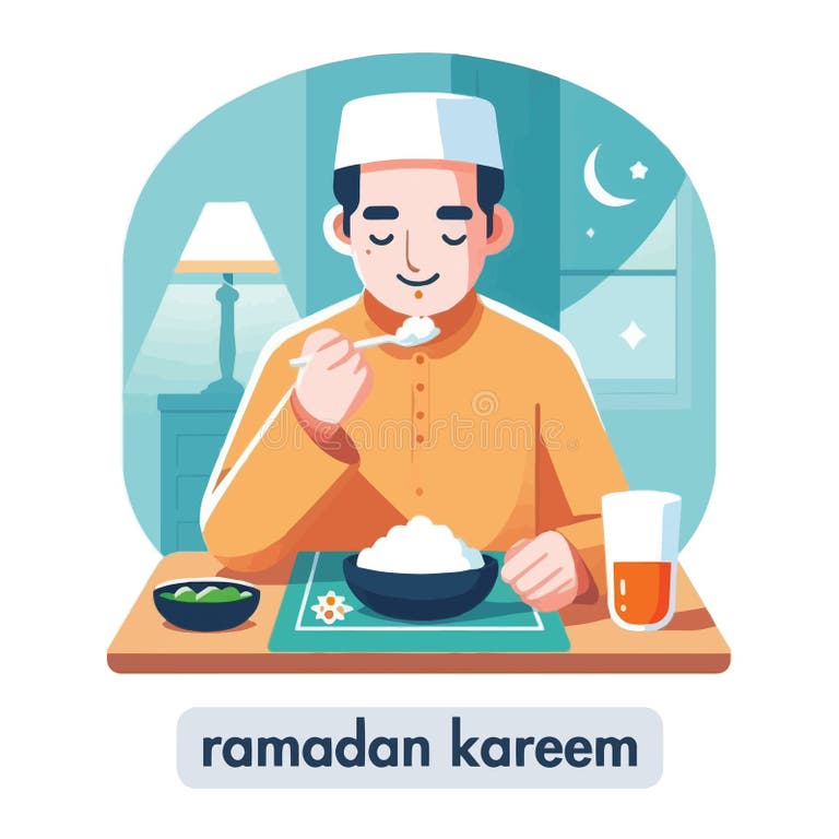 Ramadan one man stock vector. Illustration of food, islamic - 321499164