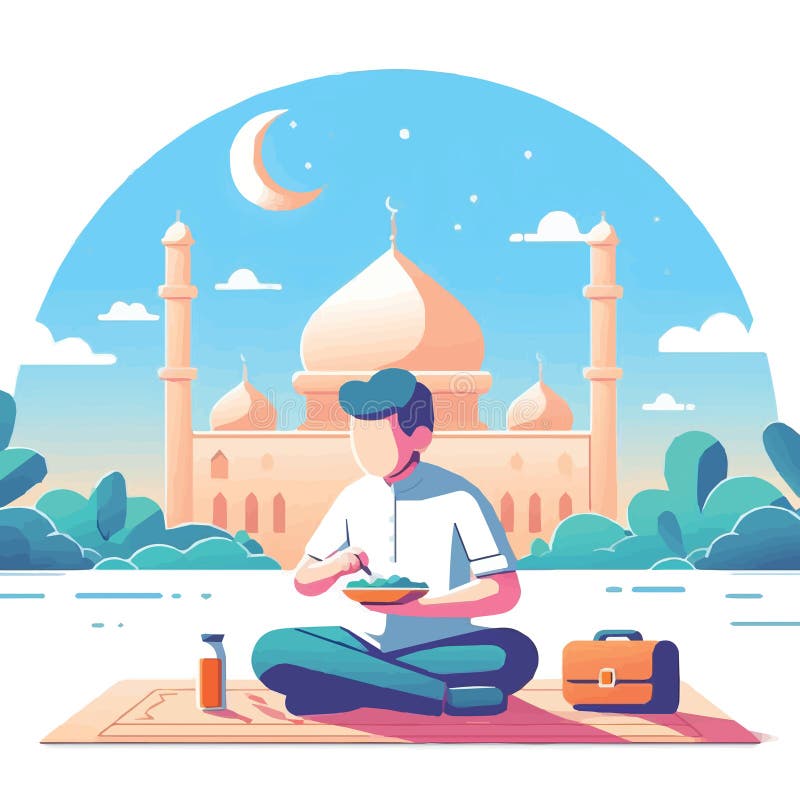 Ramadan one man stock vector. Illustration of fasting - 321499184