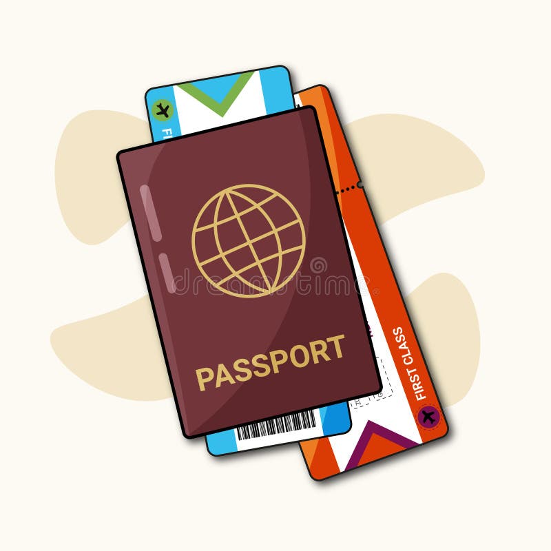 International Passport with Airplane Tickets Inside. Premium Vector ...