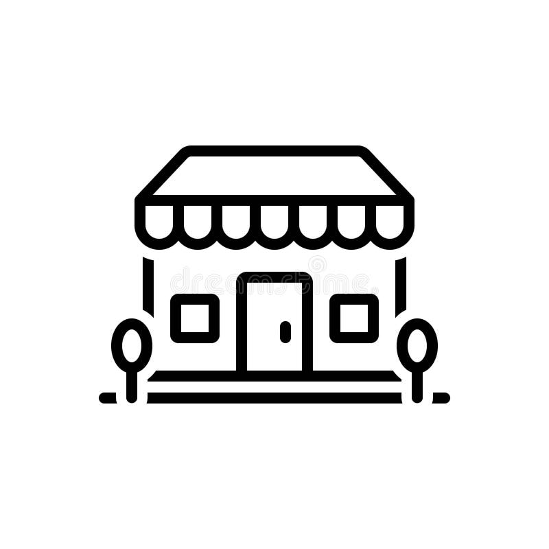 Black Line Icon for Marketplace, Retail and Market Stock Illustration ...