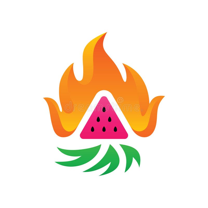 Isolated Modern Simple Logo of the Watermelon with Fire Background ...