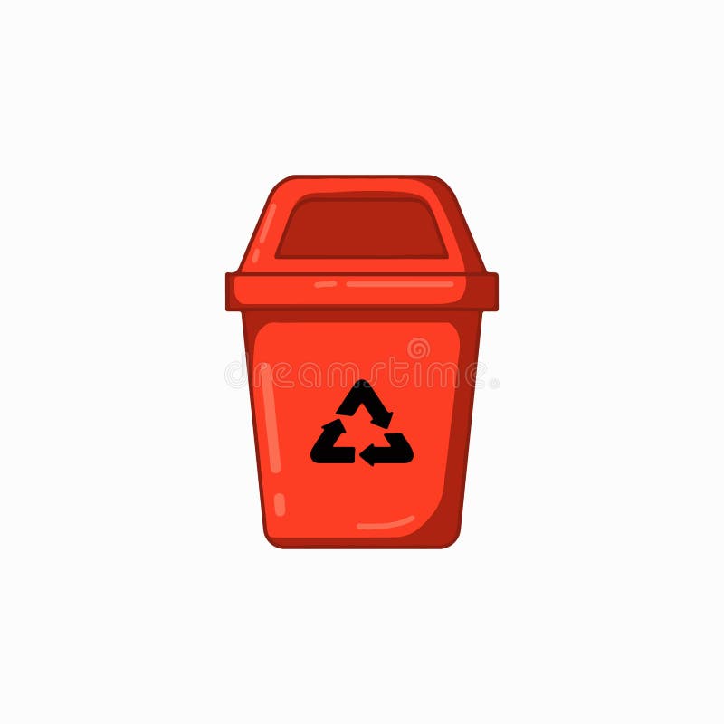 Red Rubbish Bin Sticker Design Stock Vector - Illustration of material ...