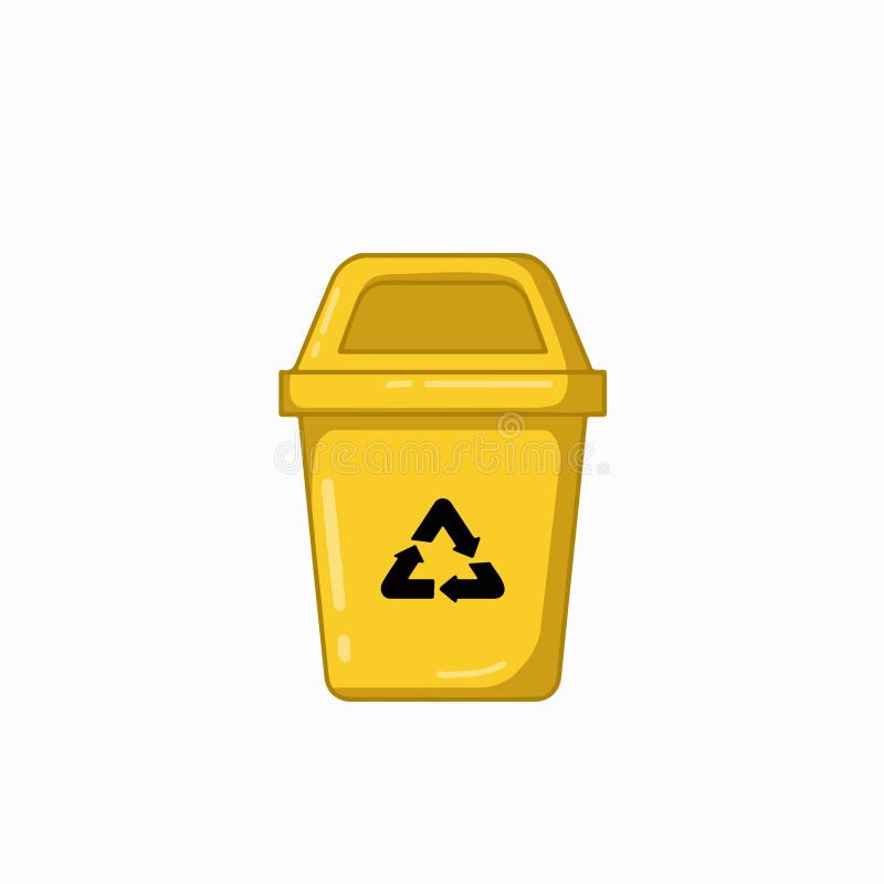 Yellow Rubbish Bin Sticker Design Stock Vector - Illustration of front ...