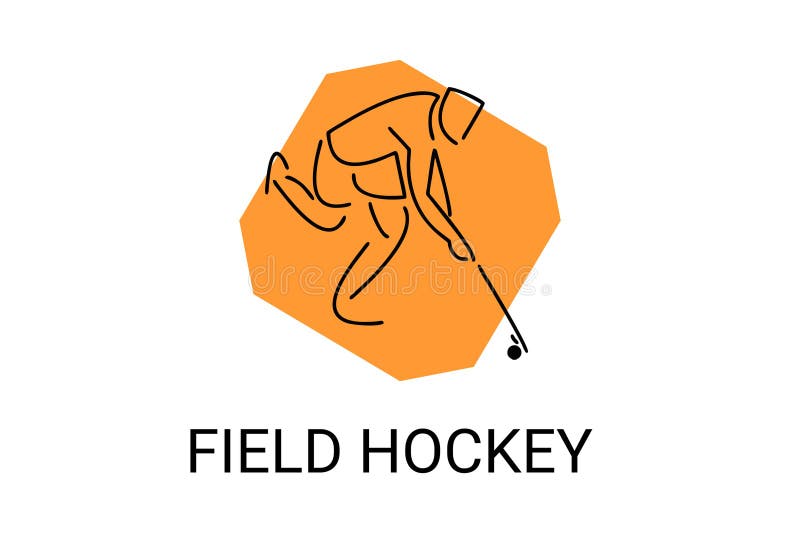 Field Hockey Sport Vector Line Icon. an Athlete Playing Field Hockey ...