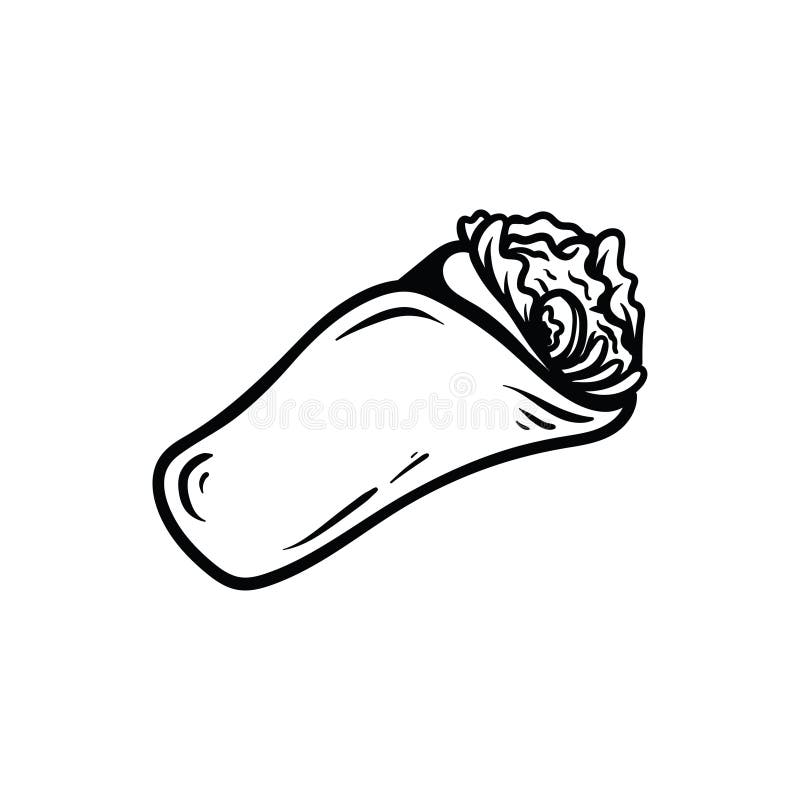 Burrito Line Art Style Sketch Classic Vintage Design Stock Vector ...