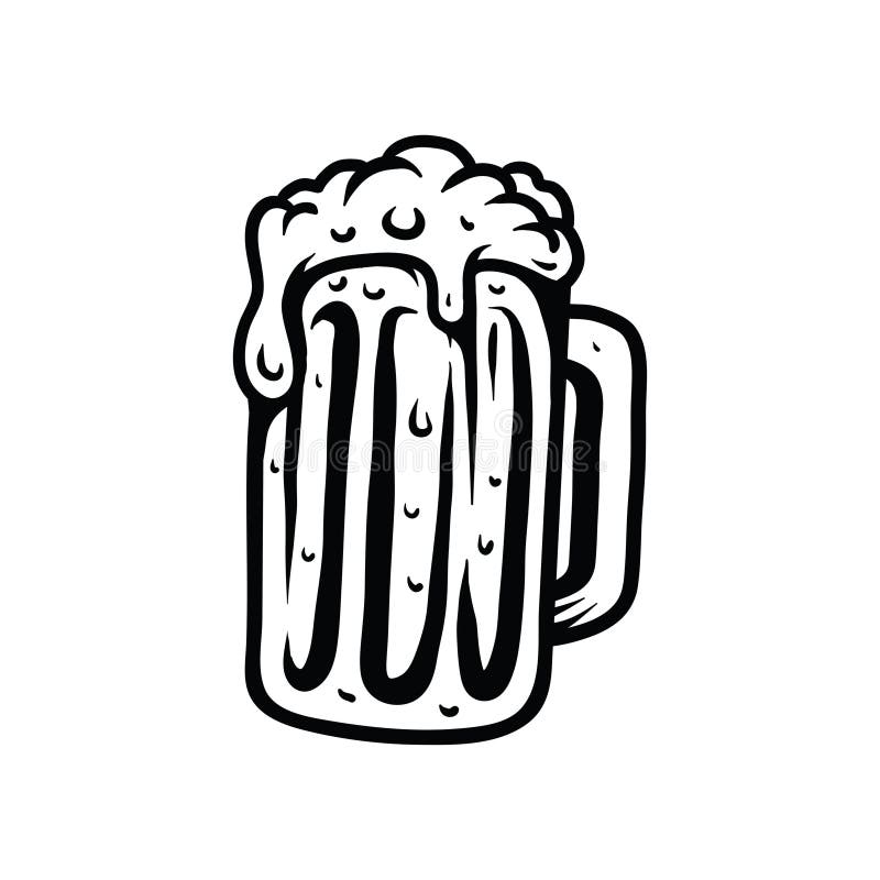 Beer Mug Drawing Coloring Line Art Style Sketch Classic Vintage Design ...