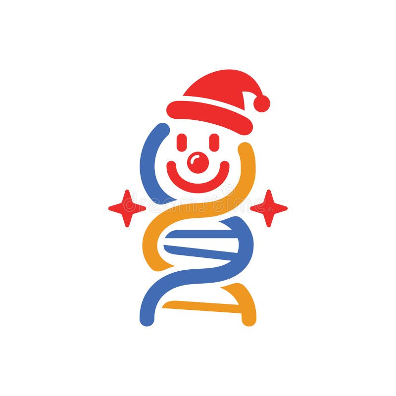 Clown Face and DNA Cool Modern Logo Cartoon Coloring Vector Vintage ...