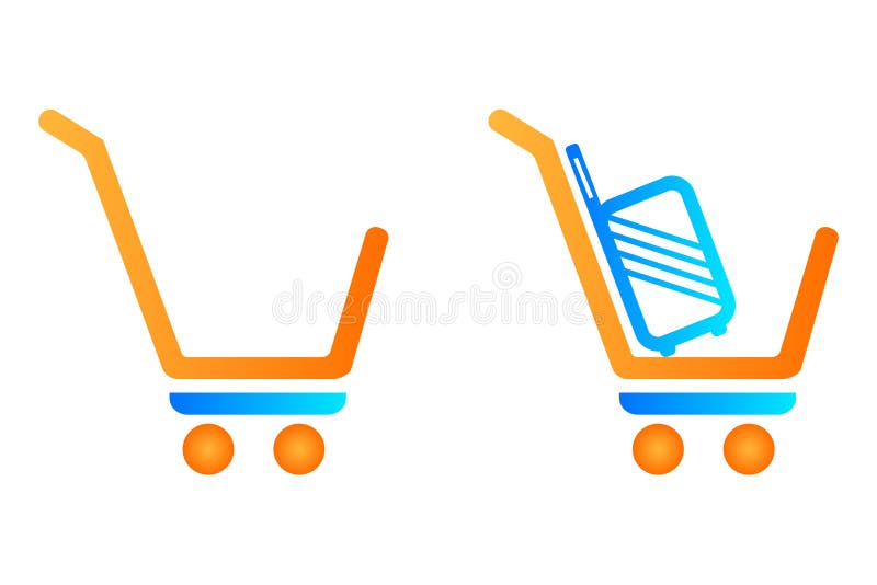Trolley Logo, Luggage with Trolley Icon Set Stock Vector - Illustration ...