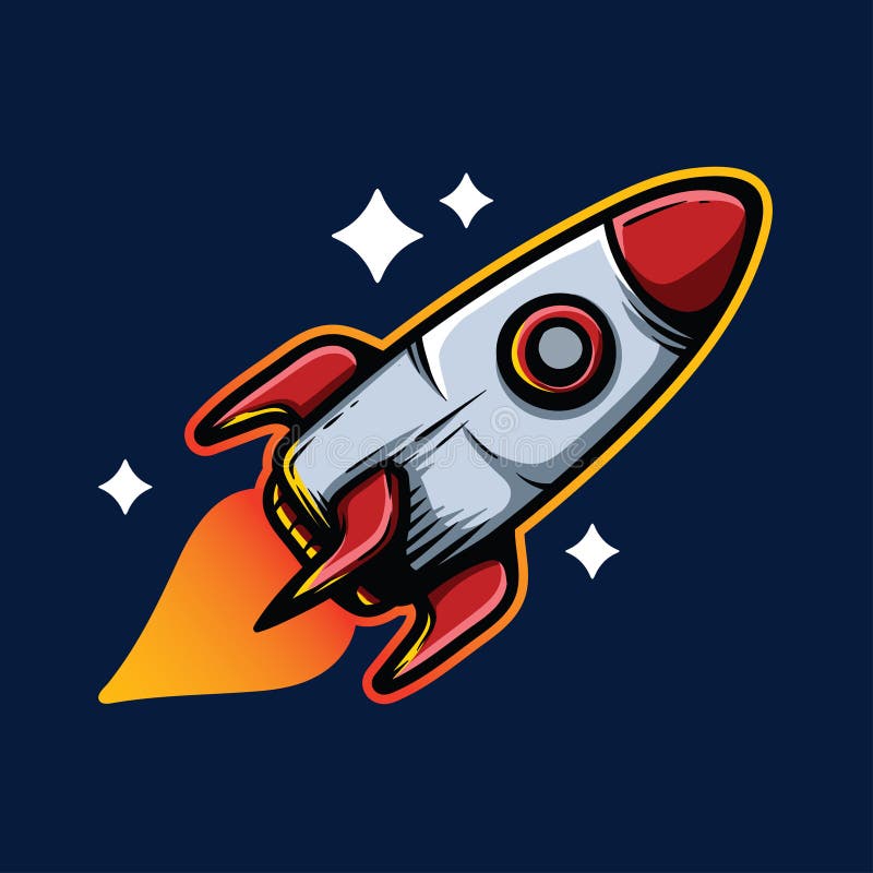 Cool Colored Rocket and the Sky Space Modern Logo Cartoon Coloring ...