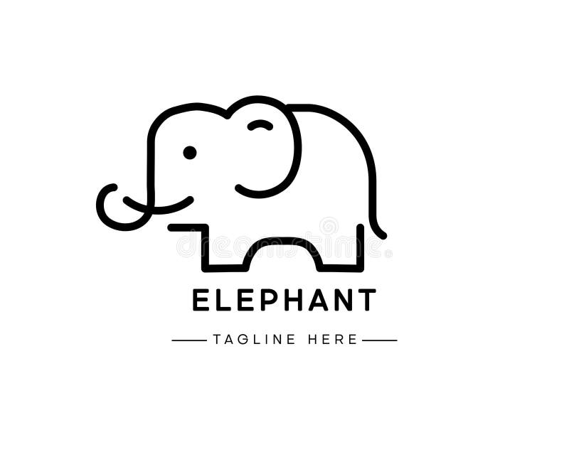 Simple and Minimal Elephant Line Art Logo Icon. Stock Illustration ...