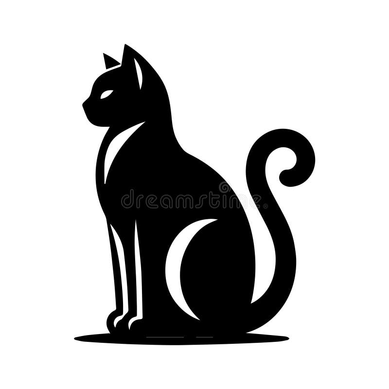 The Poised Cat Silhouette Art with Illustration Stock Vector ...