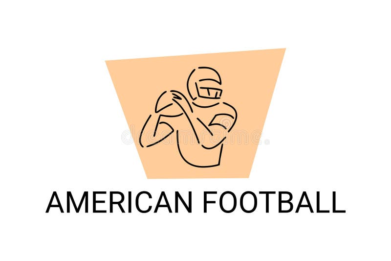 American Football Sport Vector Line Icon. American Football Player ...