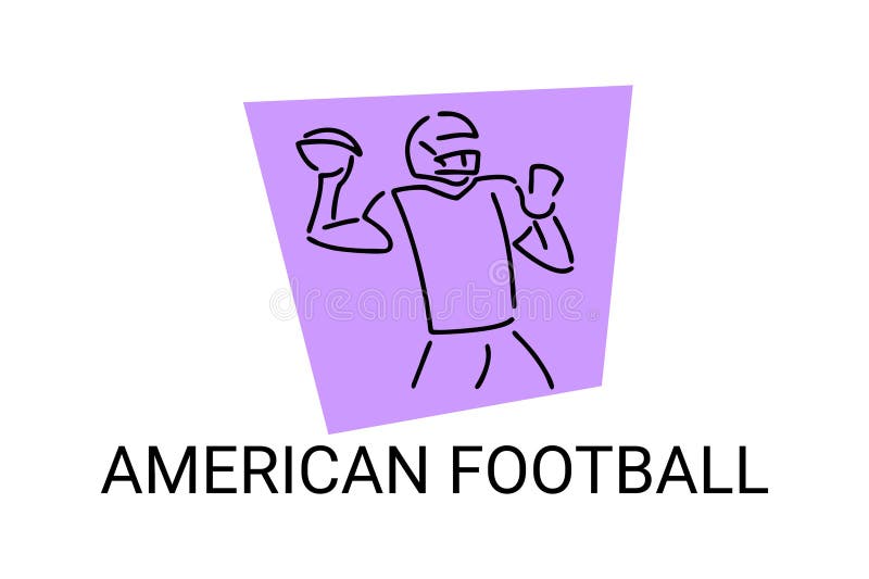 American Football Sport Vector Line Icon. American Football Player ...
