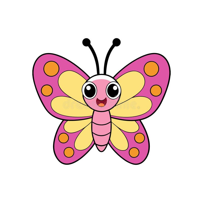 Cute Butterfly Cartoon Vector Art Illustrations. Stock Vector ...