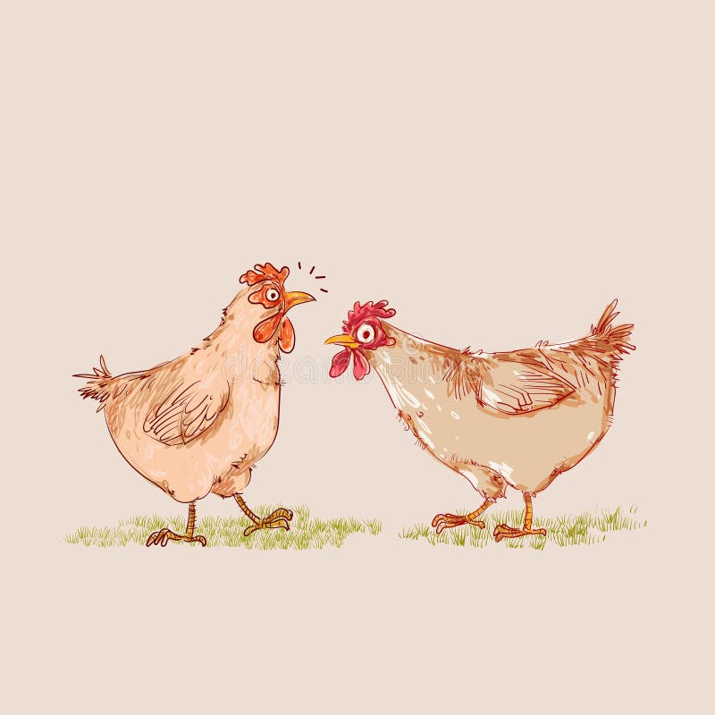 Chicken Hen Vintage Character Hand Drawn Vector. Stock Vector ...