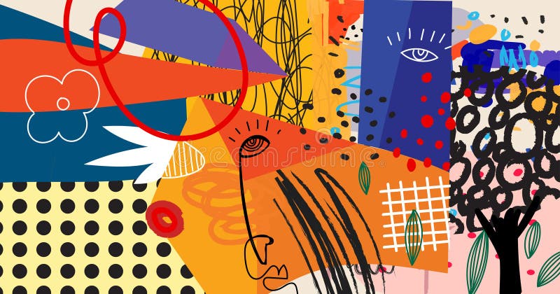 Artistic Abstract Geometric Rough Grunge Line Art Pattern Background ...