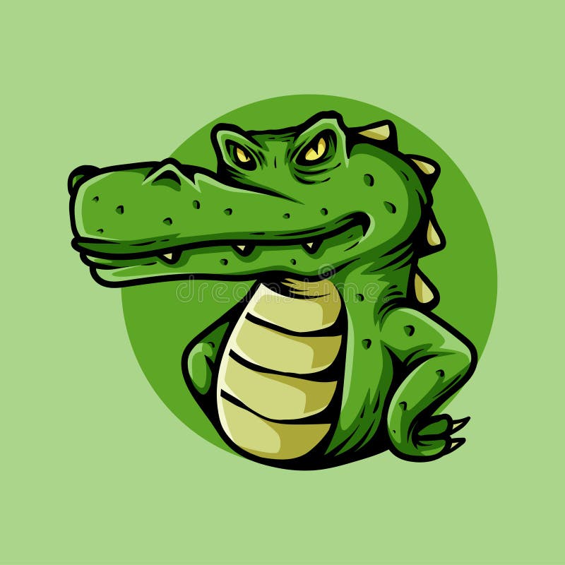 Vintage Style Colored Hand Draw of Angry Aligator Crocodile Isolated ...