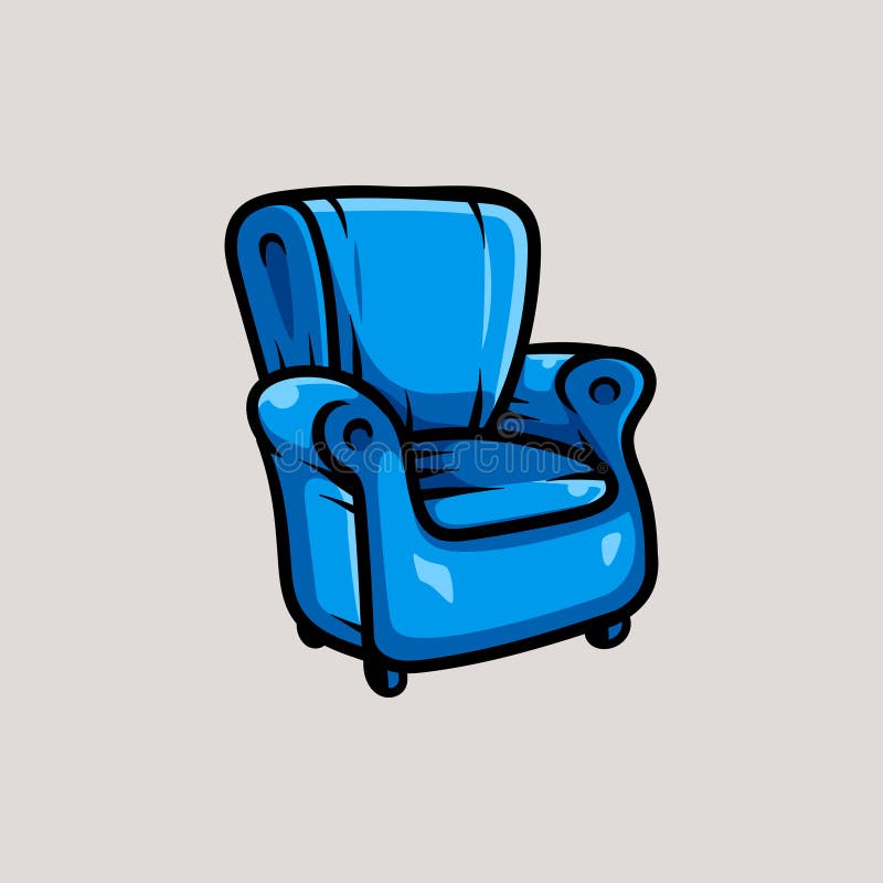 Blue Single Sofa Line Art Style Sketch Classic Vintage Design Stock ...