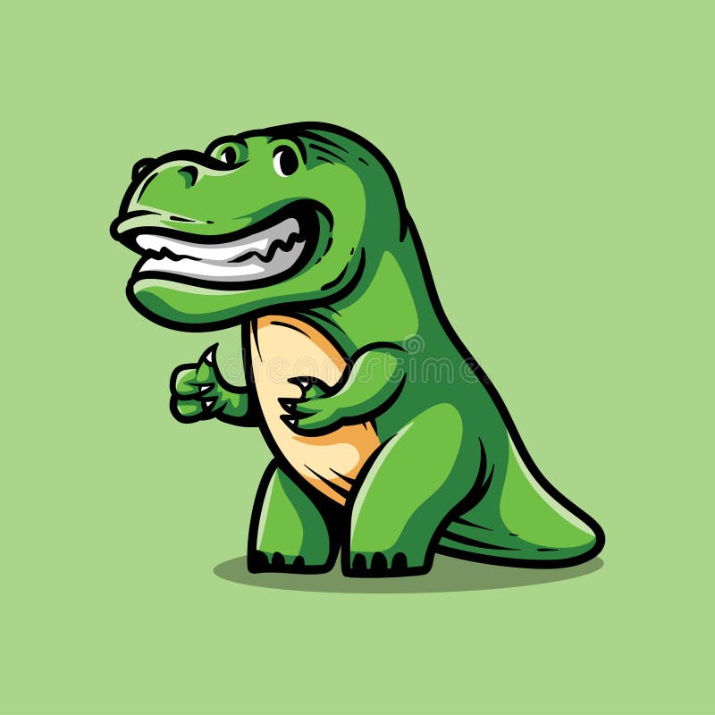 Fun Smiling Face Cartoon of T-rex Dino with Vintage Classic Art Line ...