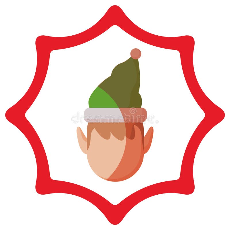 Elf Face with Hat Inside Decorative Red Frame Vector Stock Vector ...