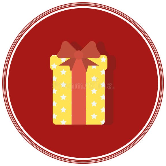 Flat Vector Illustration of a Yellow Christmas Gift Box with Red Ribbon ...