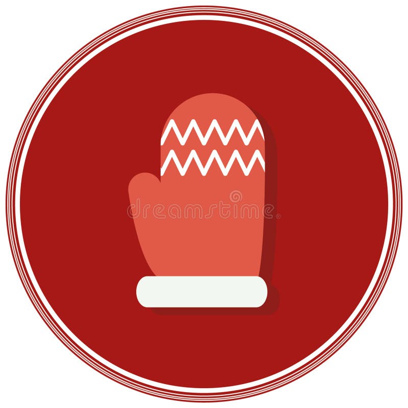 Icon of a Red Winter Mitten with White Zigzag Pattern in a Circular Red ...