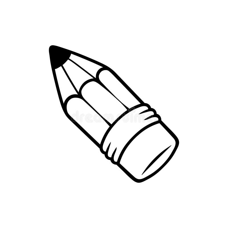 Big Pencil with Eraser Cartoon Drawing Coloring Line Art Style Sketch ...