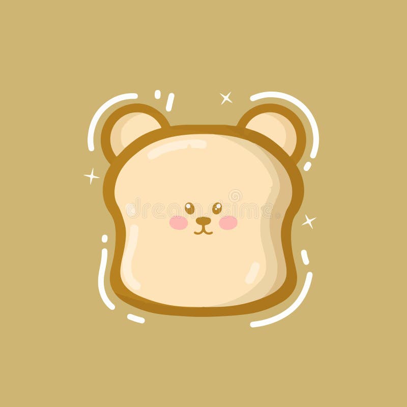 Cute Cartoon Bread Bear Face Vector Stock Vector - Illustration of ...