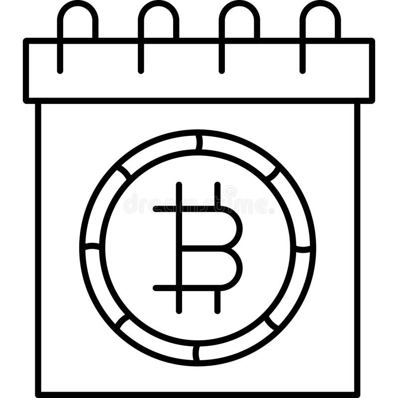 Bitcoin Calendar Vector Icon in Line Style Stock Illustration ...