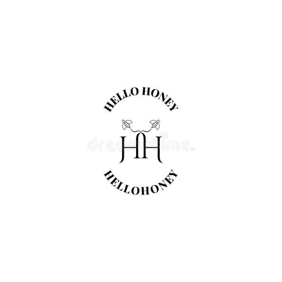 HH Monogram Hello Honey Bee Logo Design Stock Illustration ...